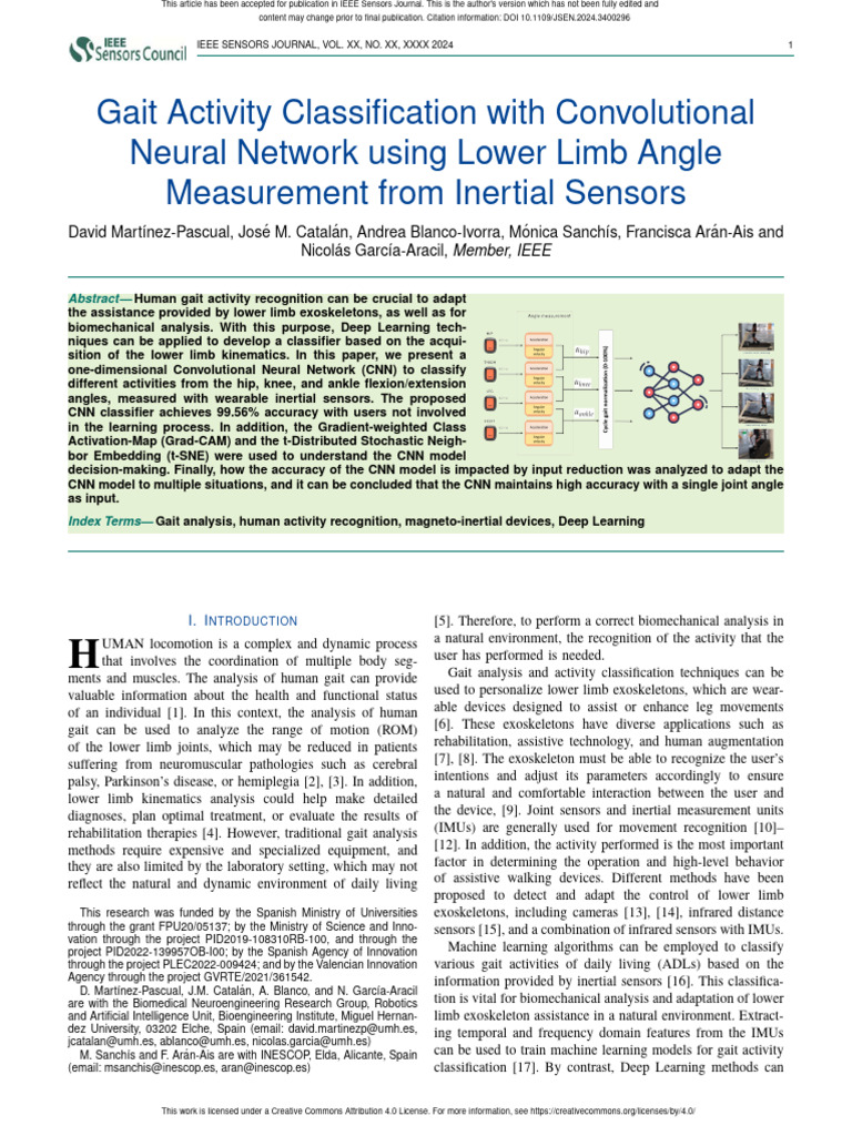 Gait Activity Classification With Convolutional Neural Network Using Lower Limb Angle ...