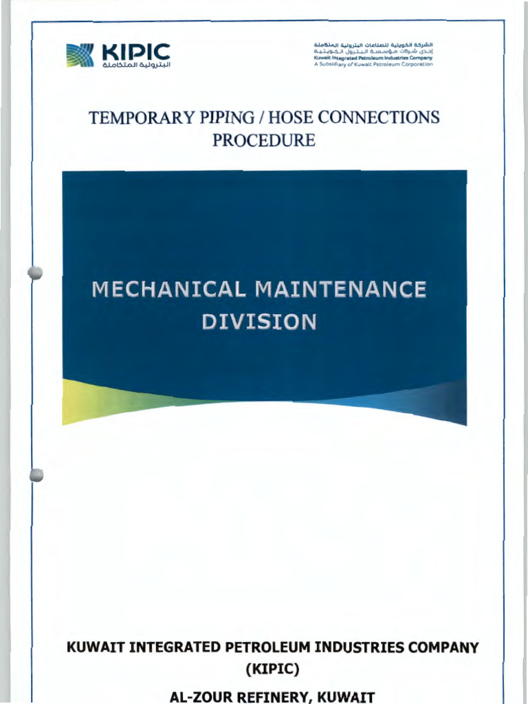 Temporary Piping Hose Connections Procedure | PDF | Technology ...