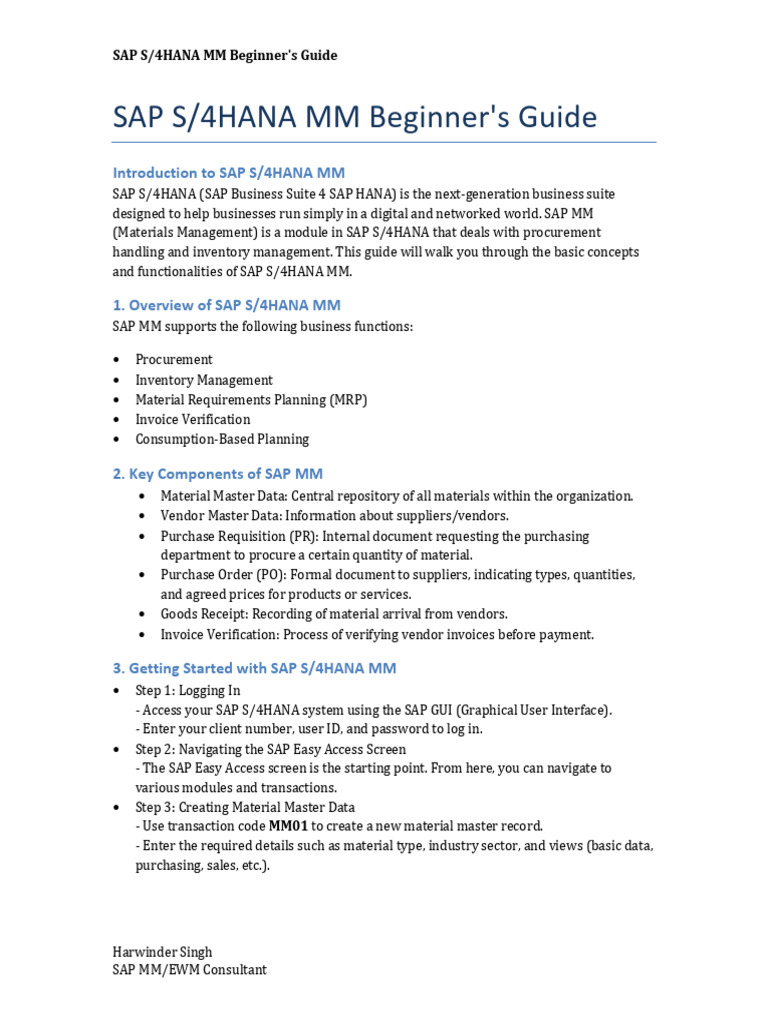 SAP S4HANA MM Beginners Guide | PDF | Receipt | Business