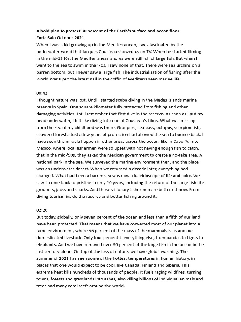 A bold plan to protect 30 percent of the Earth | PDF | Biodiversity ...