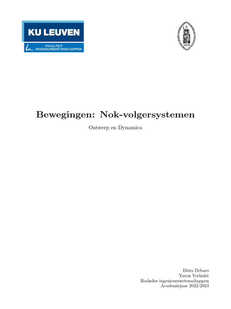 Cam-Follower Systems Modelling Matlab | PDF