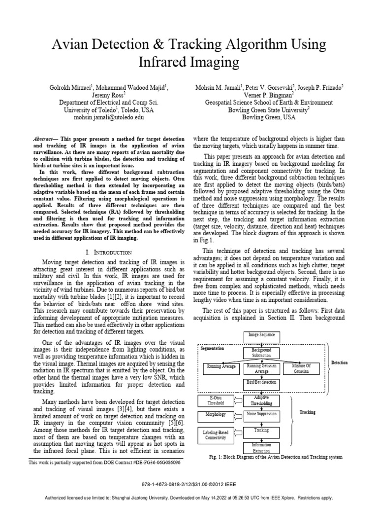 Avian_detection_amp_tracking_algorithm_using_infrared_imaging | PDF | Infrared | Image Segmentation