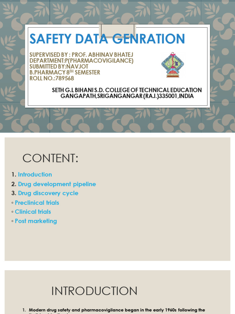 Safety data generation | PDF | Phases Of Clinical Research | Clinical Trial