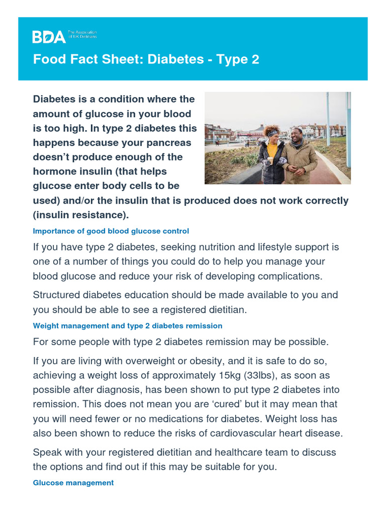 DM T2 Fact Sheet | PDF | Diabetes | Carbohydrates