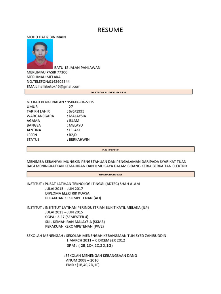 Resume Hafiz 2 | PDF