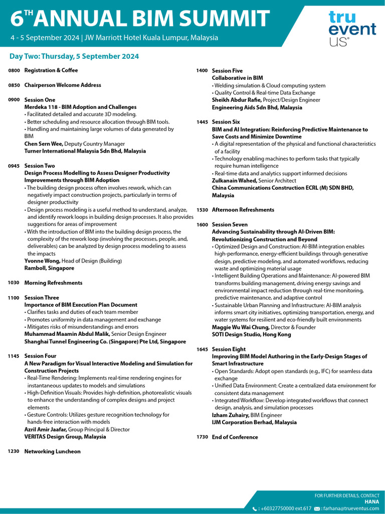 6th Annual BIM Summit Kuala Lumpur (Brochure) - 5 | PDF | Building ...