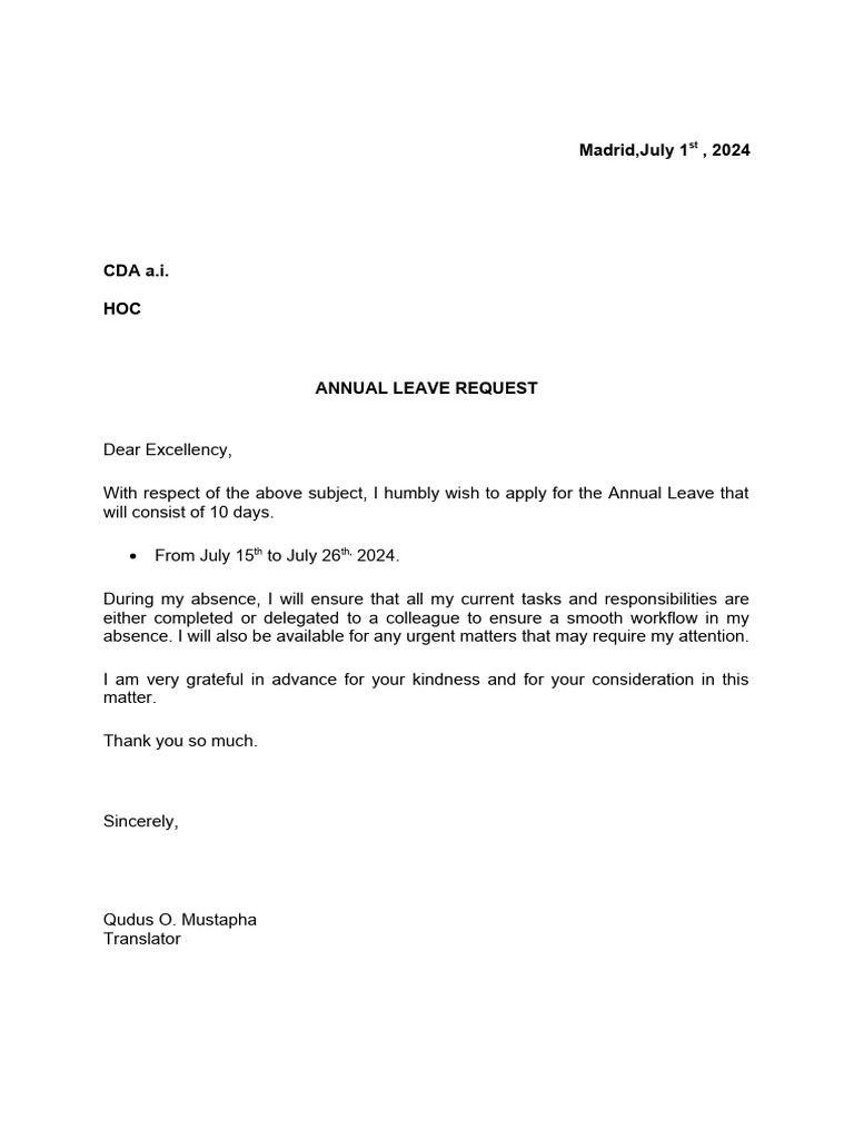 Partial Leave Request | PDF