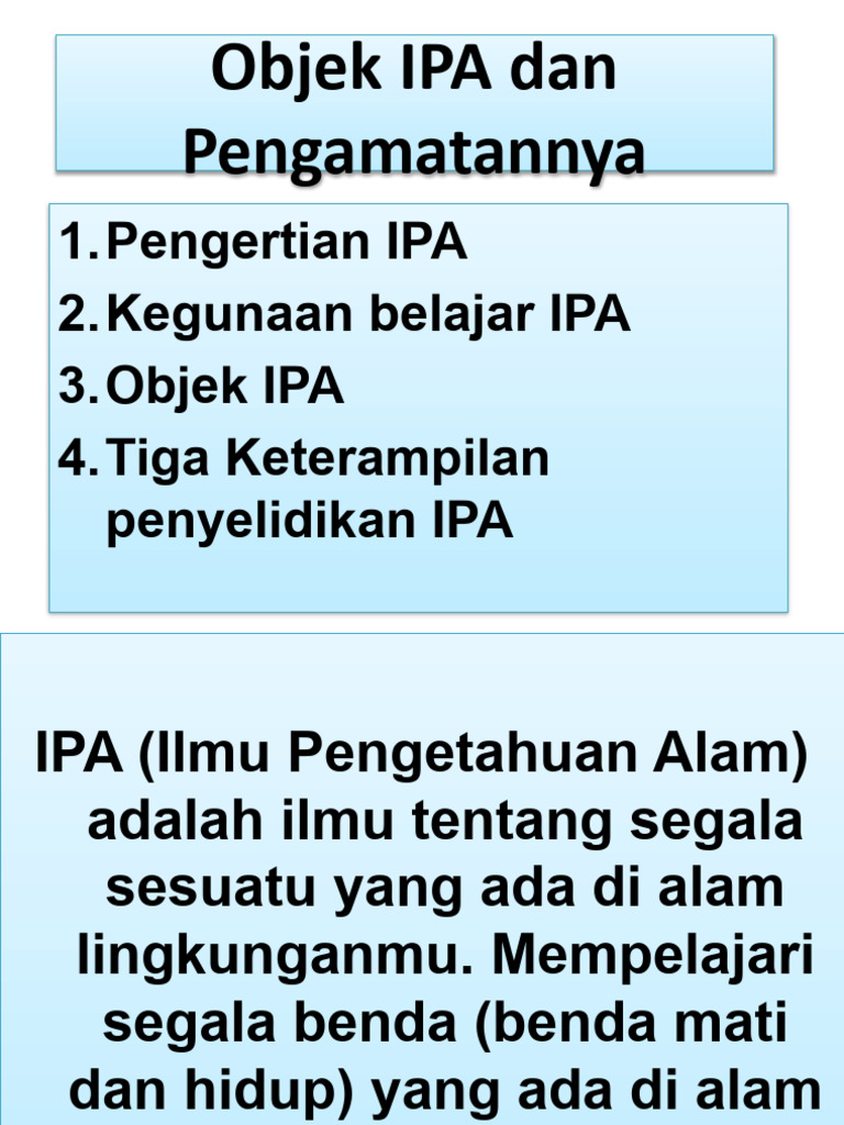 Objek IPA Dan Pengamatannya | PDF | Sains & Matematika