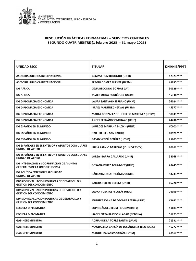 Prácticas Formativas MAEC 2023 | PDF | Relaciones Internacionales | Diplomacia