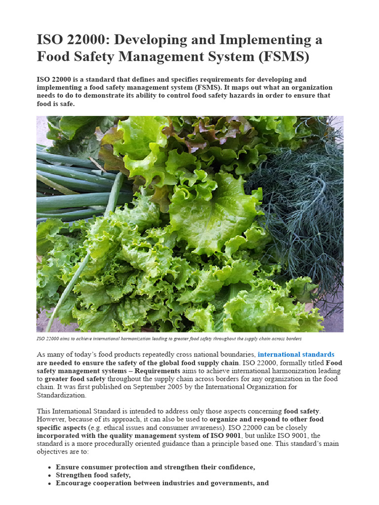 ISO 22000 - Developing and Implementing A Food Safety Management System ...