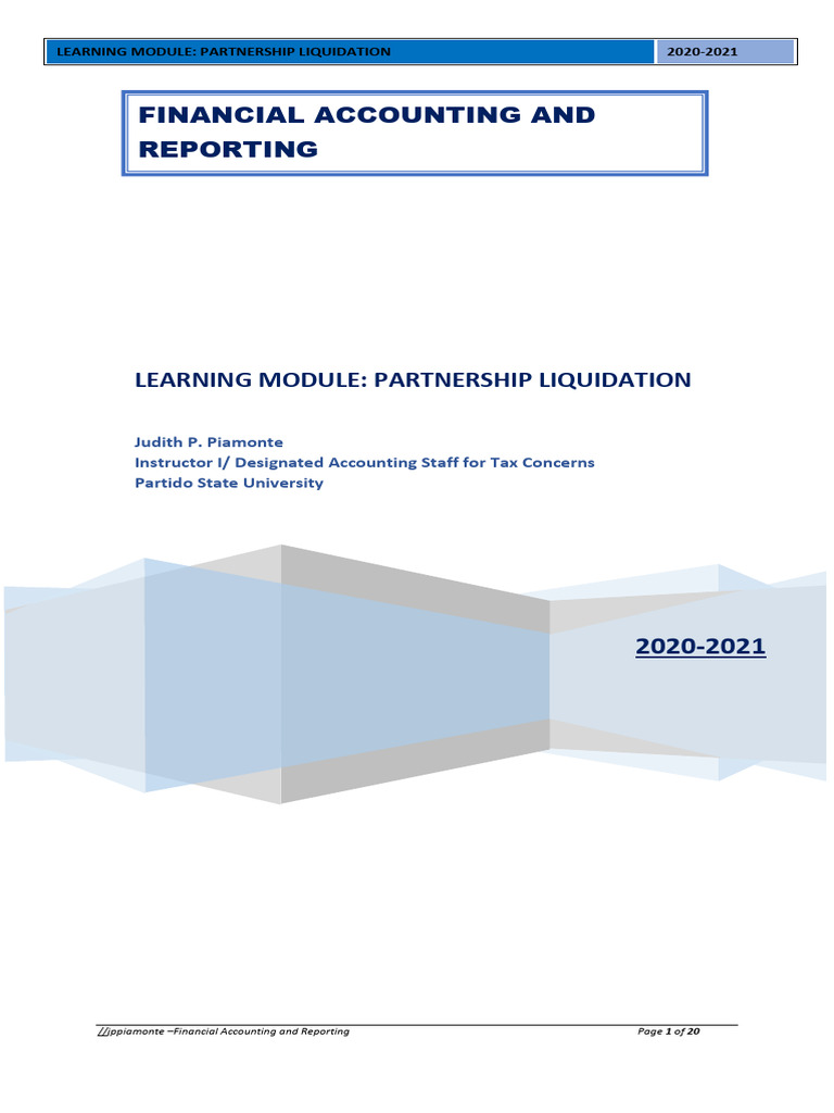 Partnership Liquidation | PDF | Liquidation | Financial Accounting