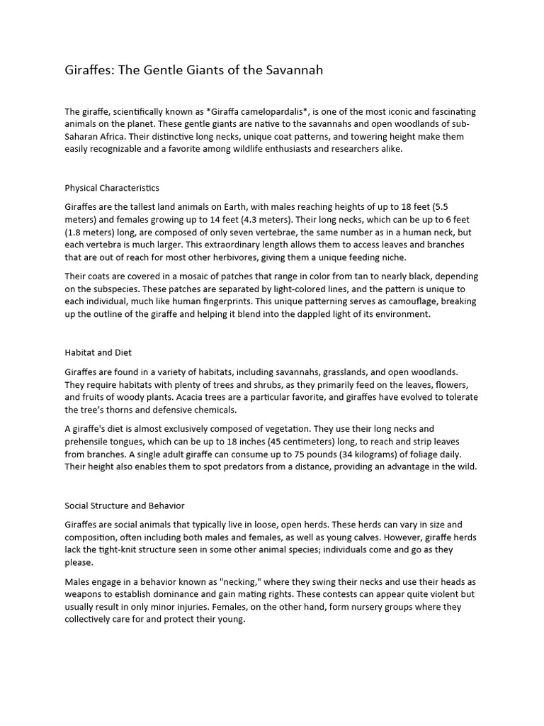Giraffes | PDF | Giraffe | Conservation Biology