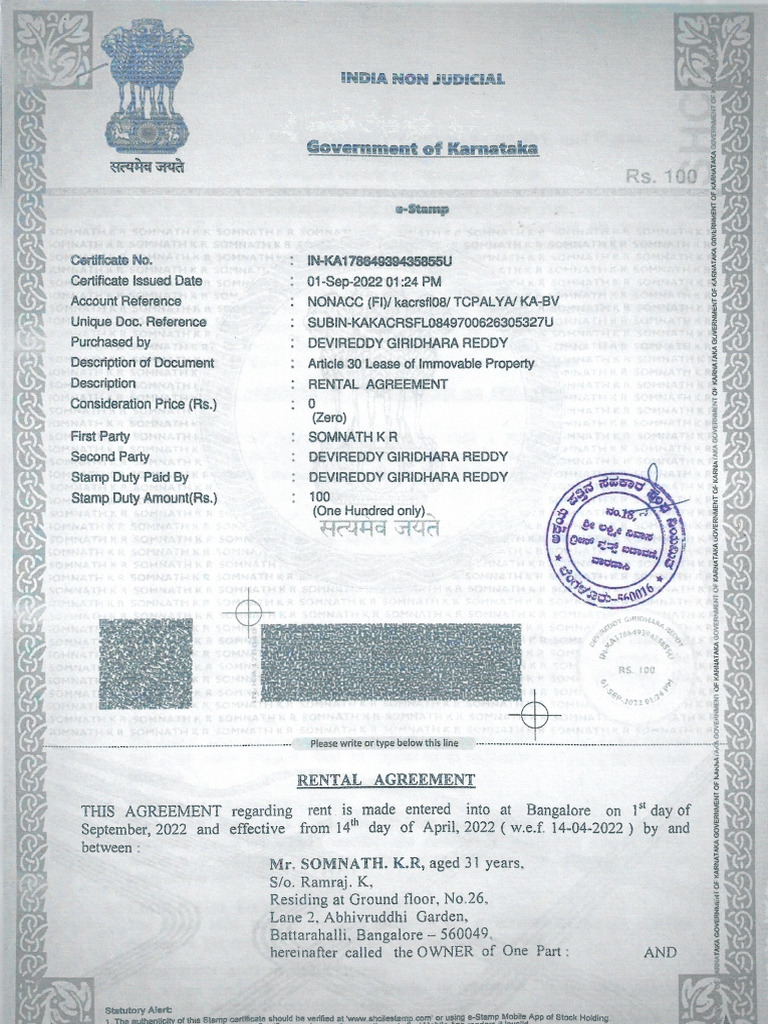 Rental Agreement 1 | PDF