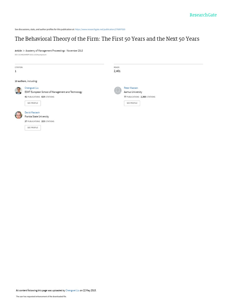 Cyert, R.M., & March, J.G. (1963) | PDF | Economics | Theory