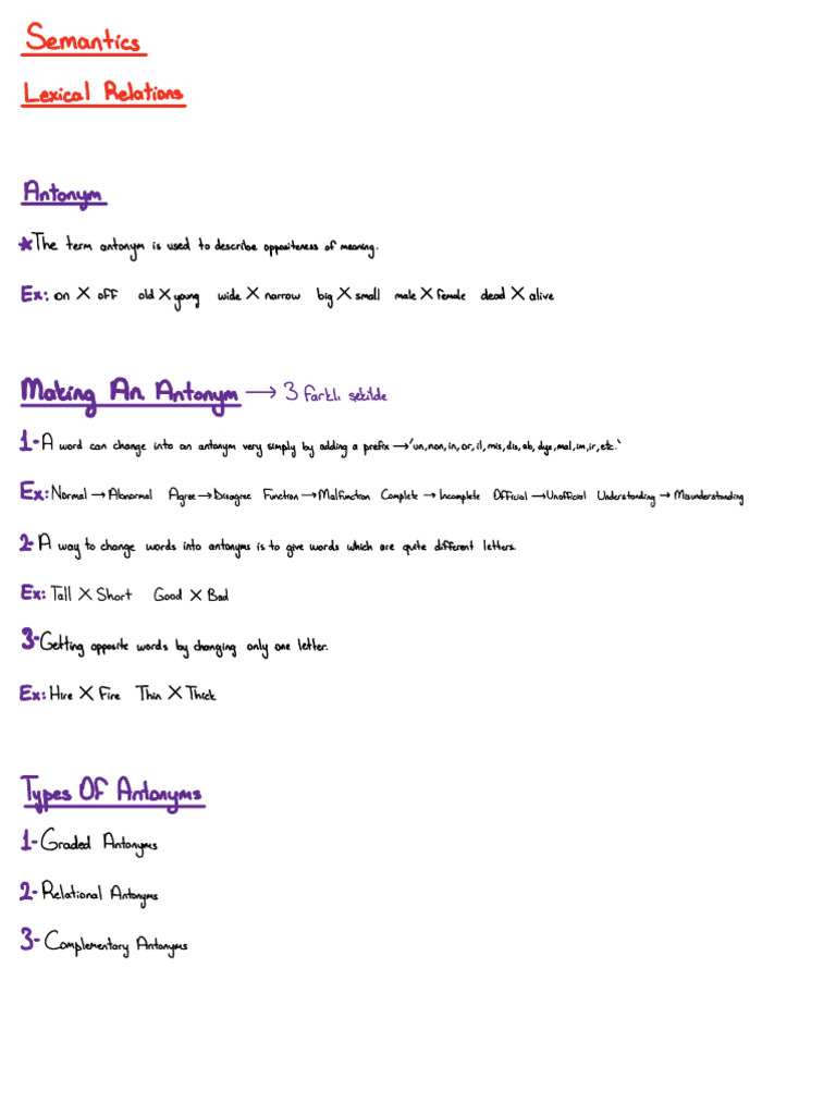 Semantics - Lexical Relations | PDF | Grammar | Vocabulary