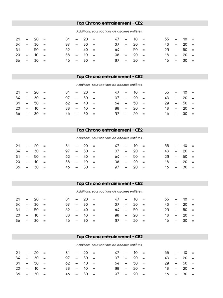 Top Chrono CE2: Math Practice Sheets | PDF