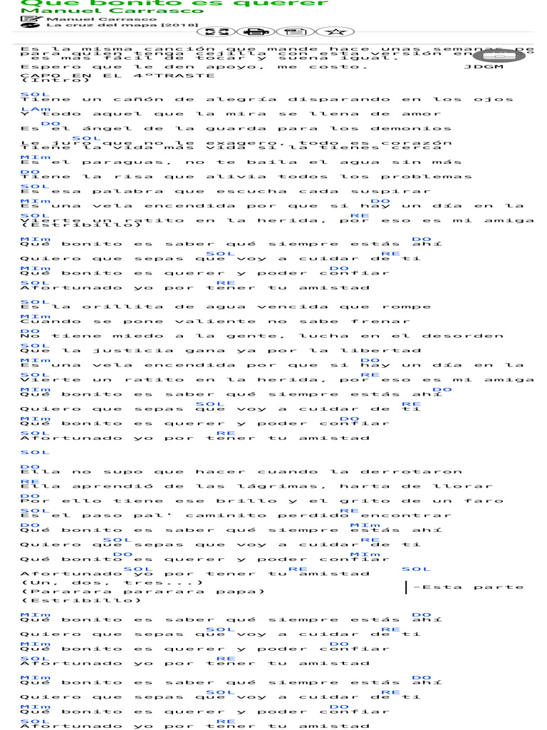 QUE BONITO ES QUERER, Manuel Carrasco Acordes | PDF | Poesía