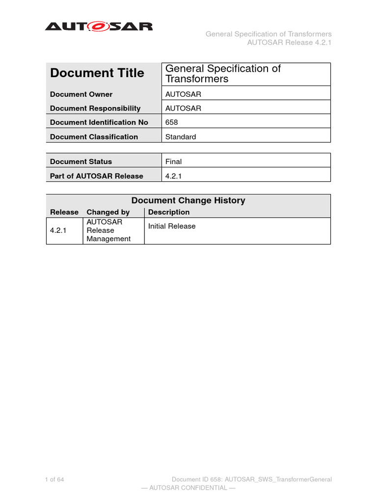 AUTOSAR ASWS TransformerGeneral | PDF | Specification (Technical ...