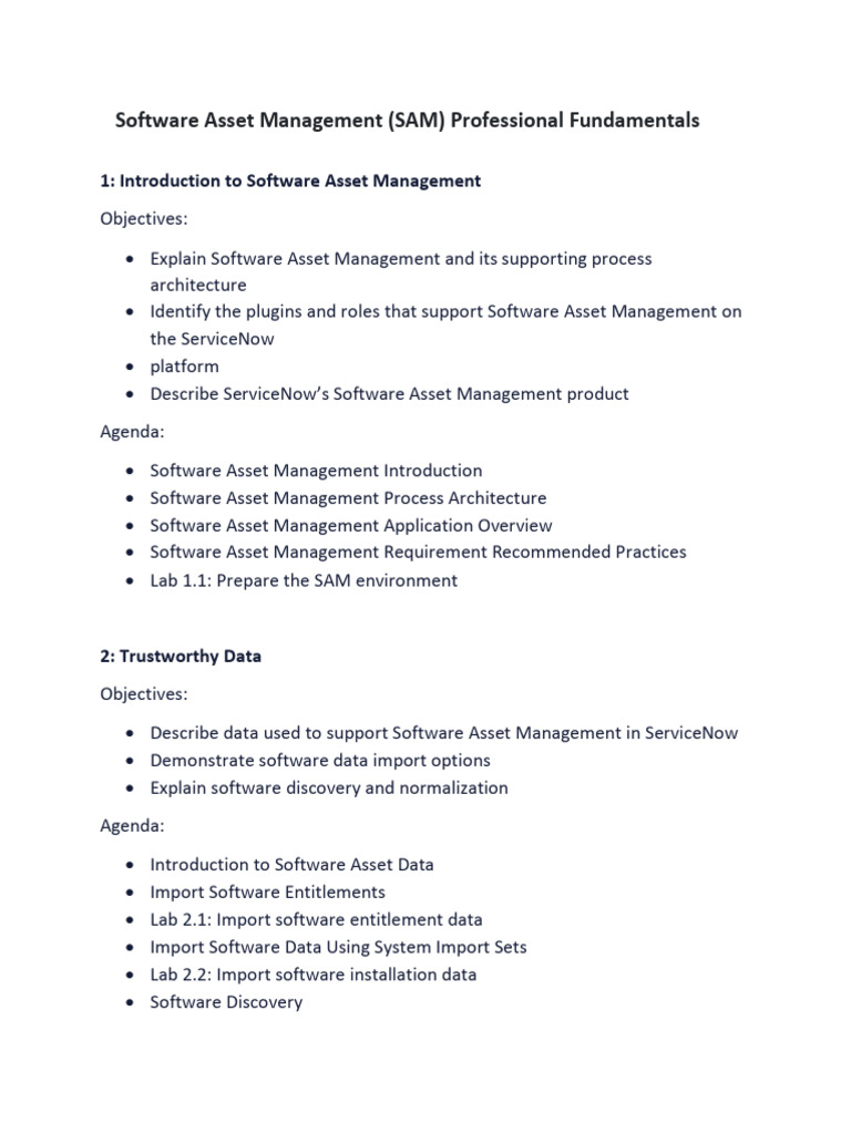Software Asset Management Sam Professional Fundamentals Pdf Asset Management Software