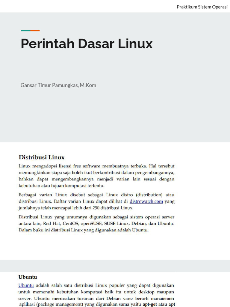 Perintah Dasar Linux dan Fitur Terminal | PDF