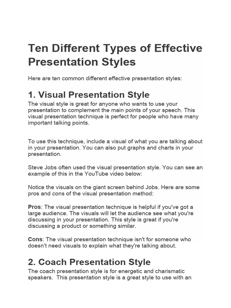 Visual Presentation Style | PDF | Storytelling | Human Communication