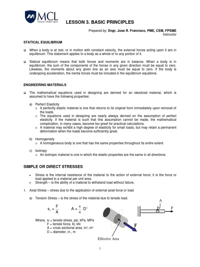 3 MD 1 Lesson 3 (Basic Principles) | PDF | Deformation (Engineering ...