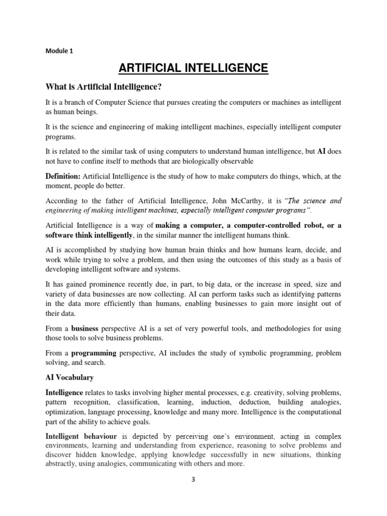 AI Lect Notes-Unit 1,2 | PDF | Artificial Intelligence | Intelligence ...