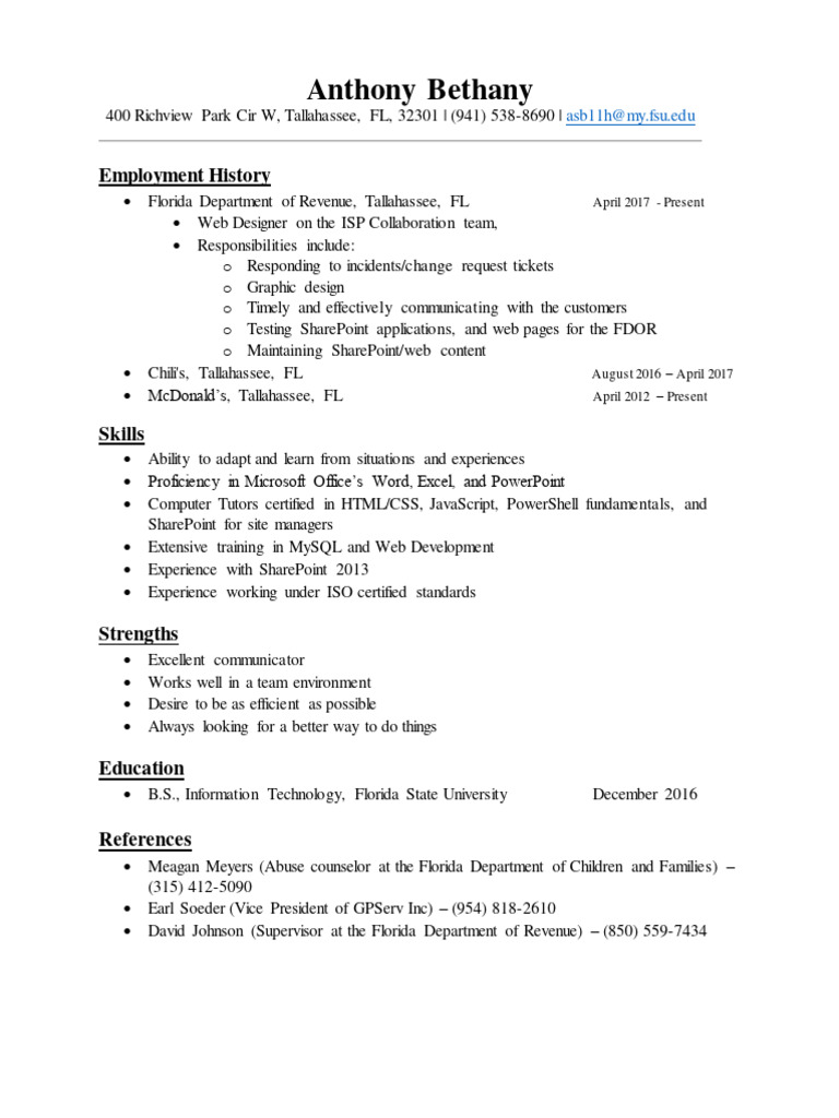 Anthony Bethany's Web Designer Resume | PDF | Business