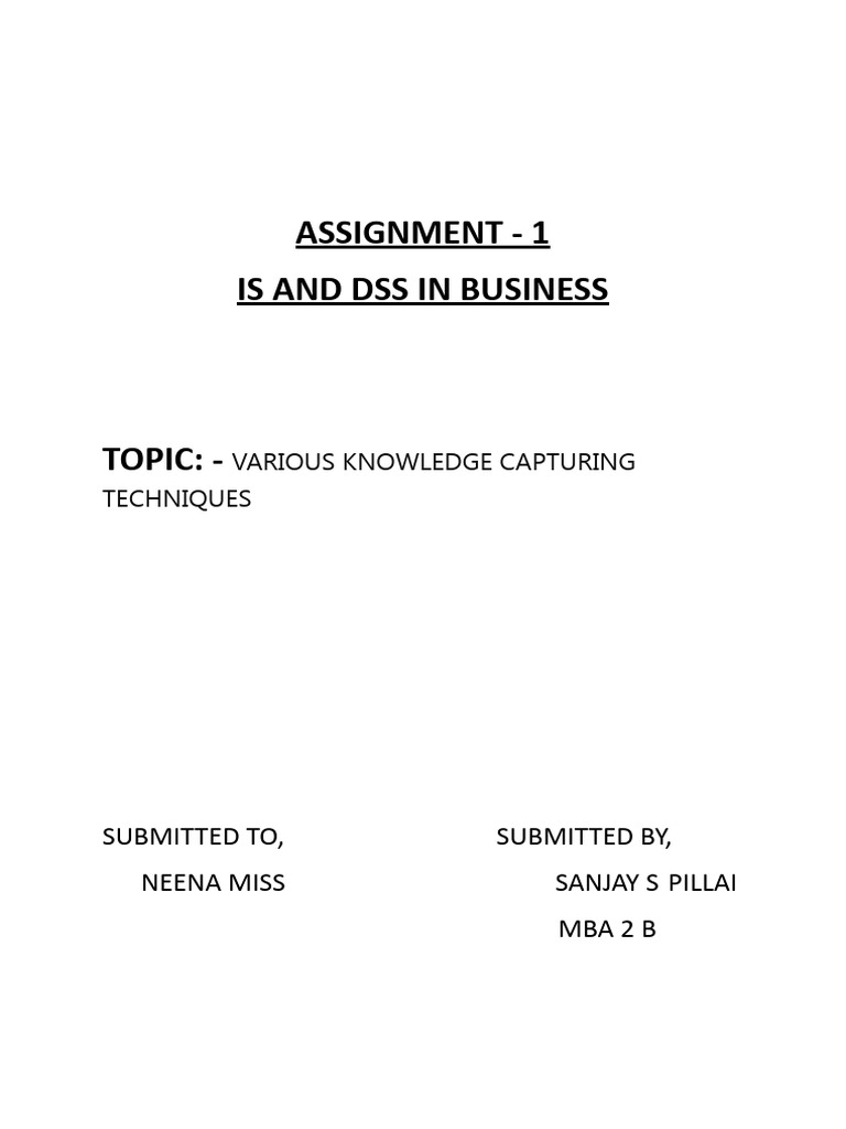 Assignment 1 | PDF | Decision Support System | Data