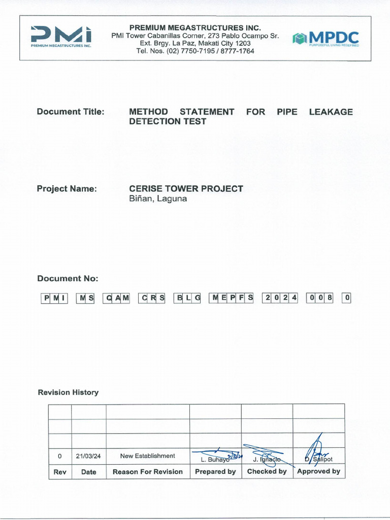 PMI-MS-QAM-CRS-BLG-MEPFS-2024-008-0 - Pipe Leak Test | Download Free ...