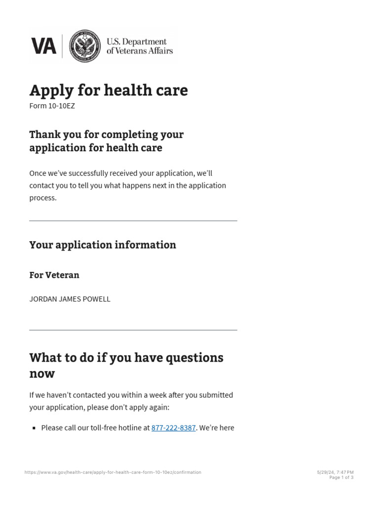 VA Application | Download Free PDF | United States Department Of ...