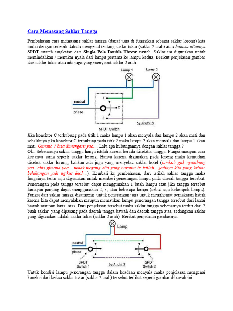 Cara Memasang Saklar Tangga | PDF
