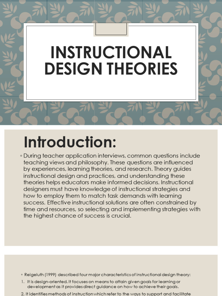Instructional Design Theories | PDF | Learning | Constructivism ...
