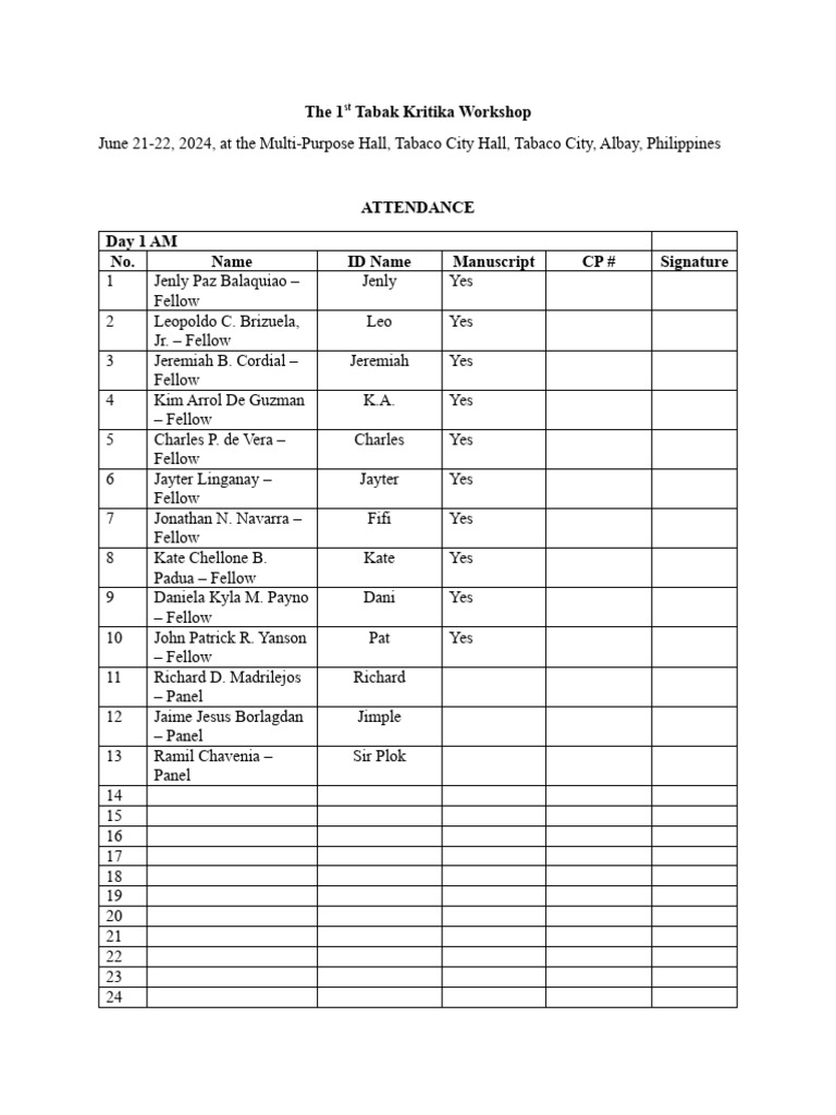 Attendance.TKW | PDF