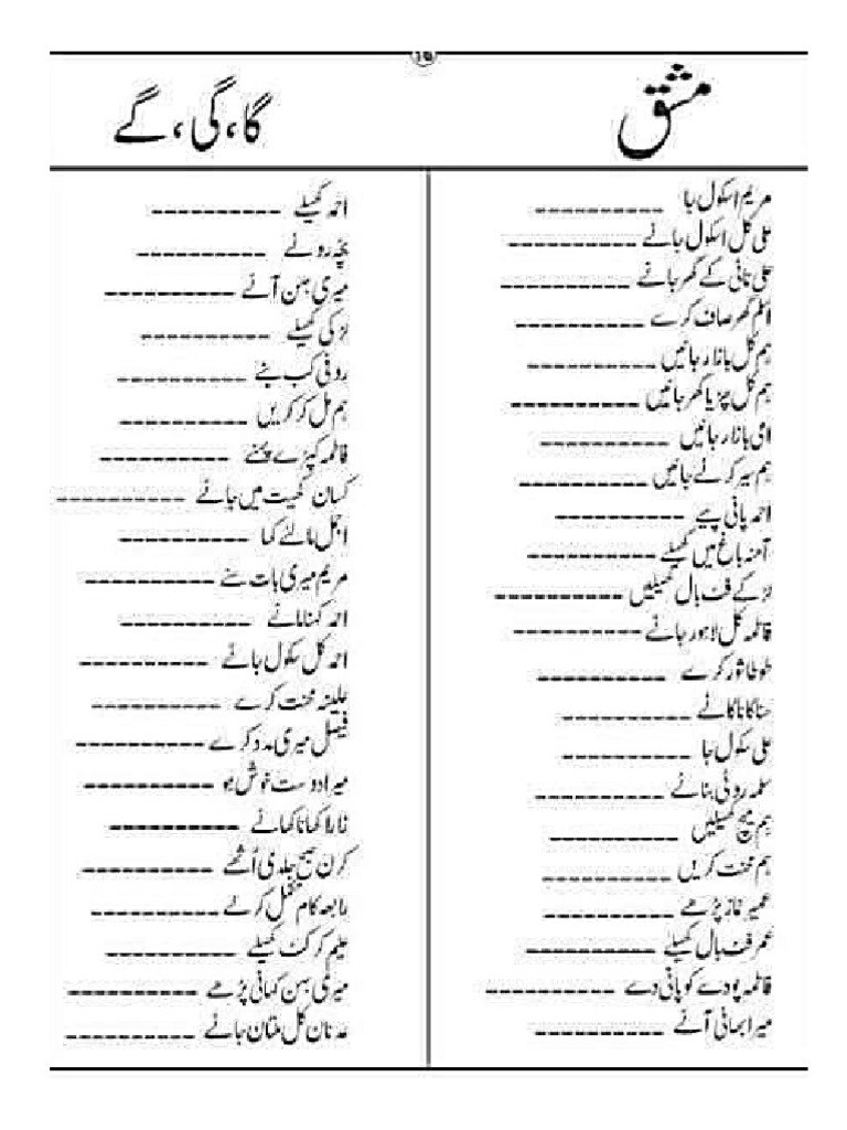 Urdu Worksheet | PDF