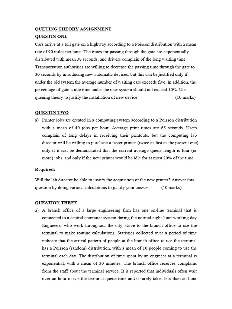 Queuing Theory Assignment | PDF | Computer Science
