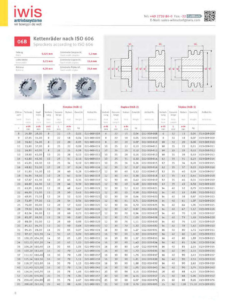 Kettenader Nach ISO 606: Sprockets According To ISO 606 | PDF