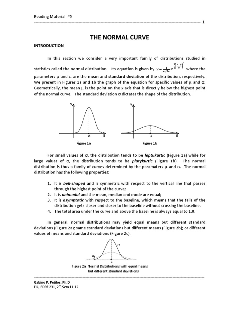 Module 5 (The Normal Curve) | PDF | Normal Distribution | Standard ...