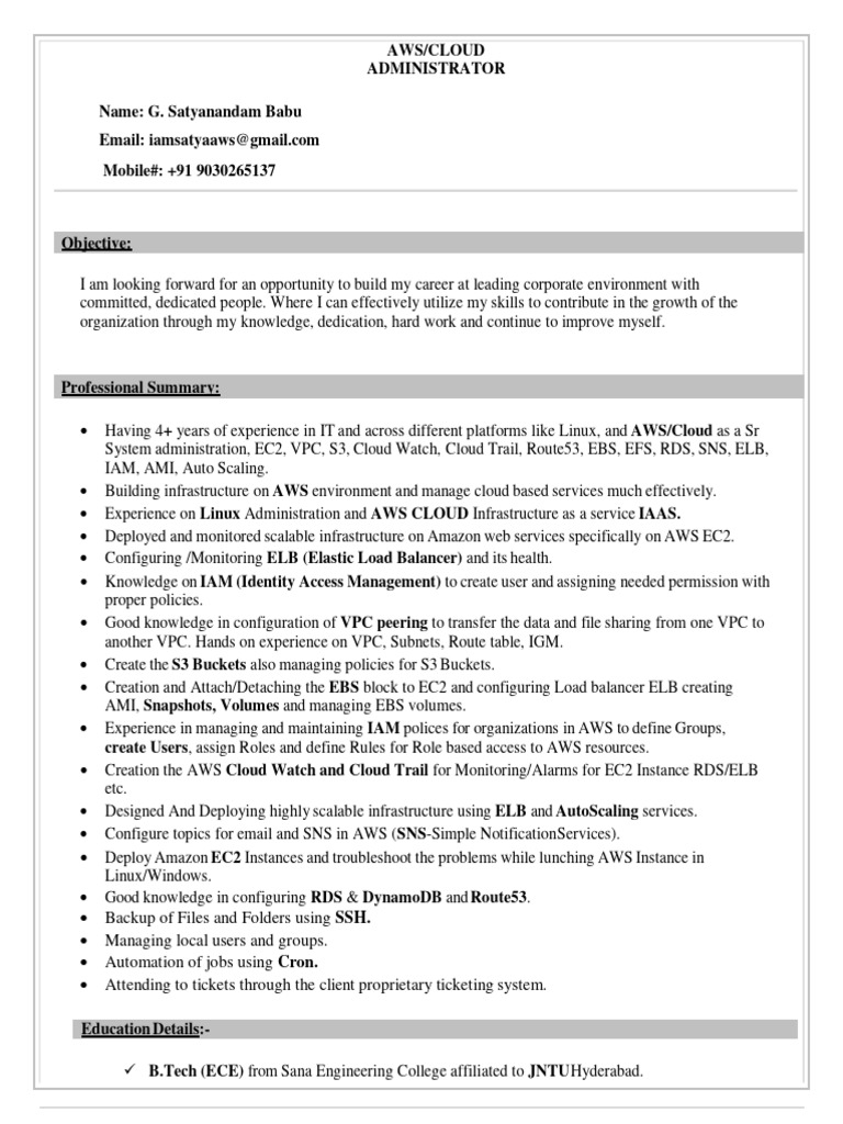 Resume (Cloud) | PDF | Cloud Computing | Amazon Web Services