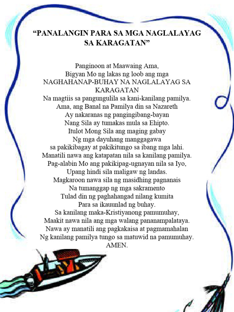 Panalangin para Sa Mga Naglalayag Sa Karagatan | PDF