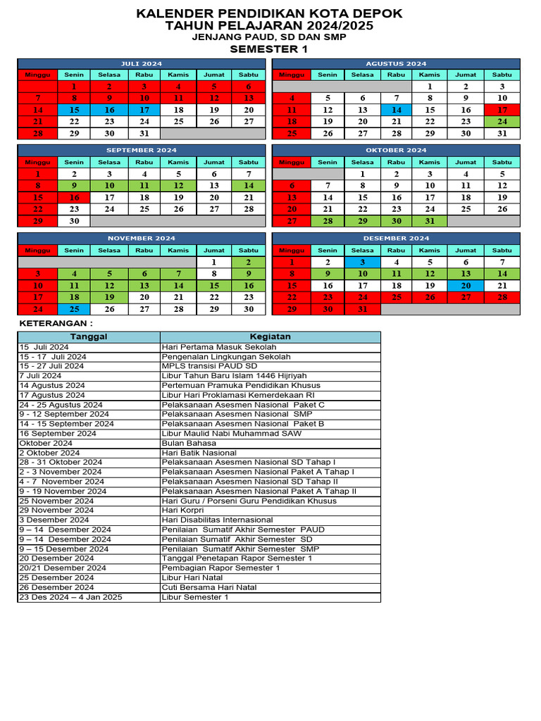 Draft Kaldik 2024 - 2025 Disdik Depok | PDF