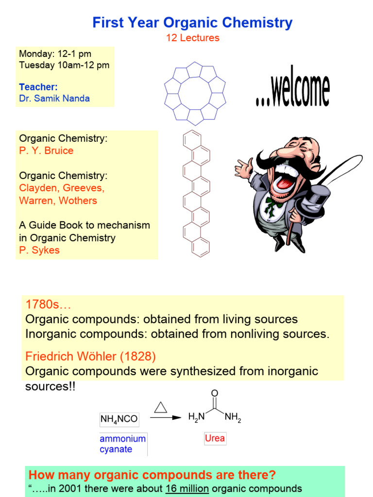 First Year Organic Chemistry: 12 Lectures | PDF | Chirality (Chemistry) | Isomer