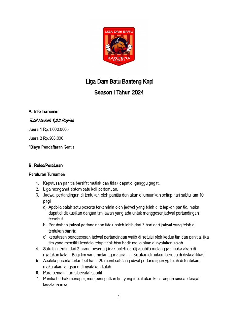 Liga Dam Batu Rules | PDF
