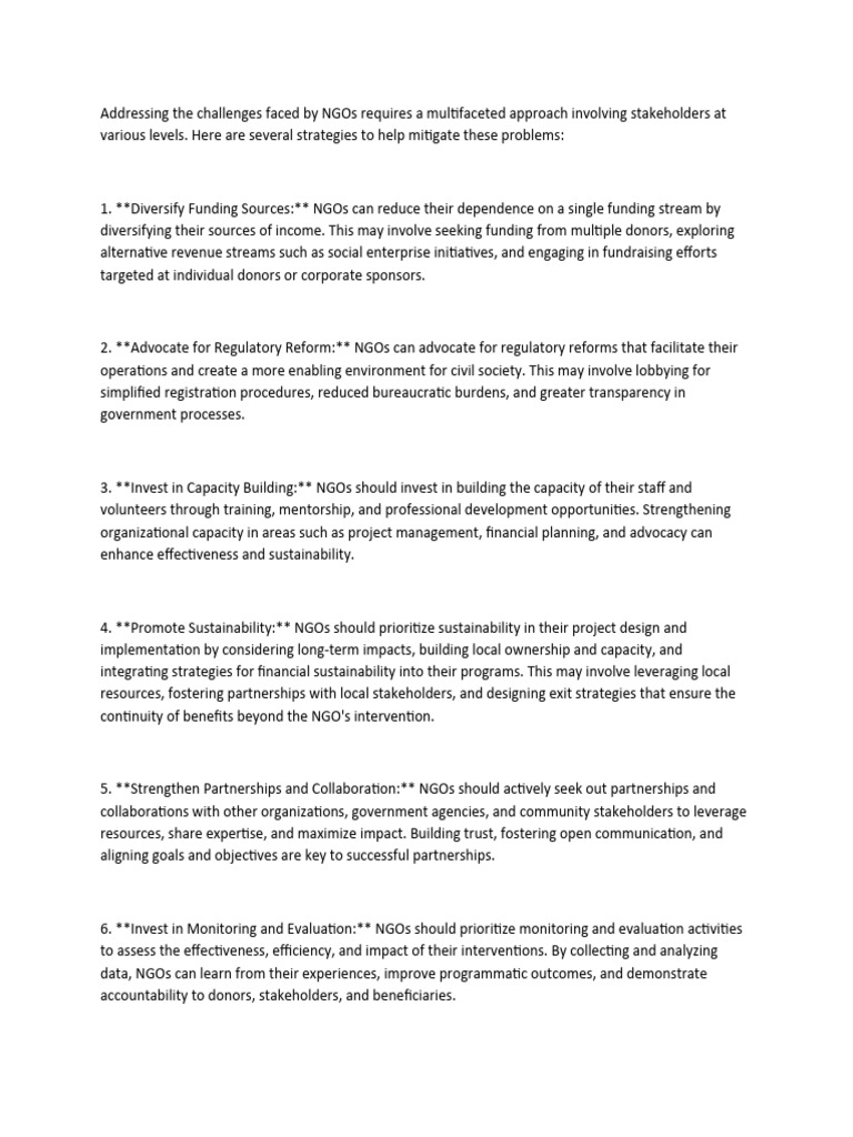 Addressing The Challenges Faced by NGOs Requires A Multifaceted ...