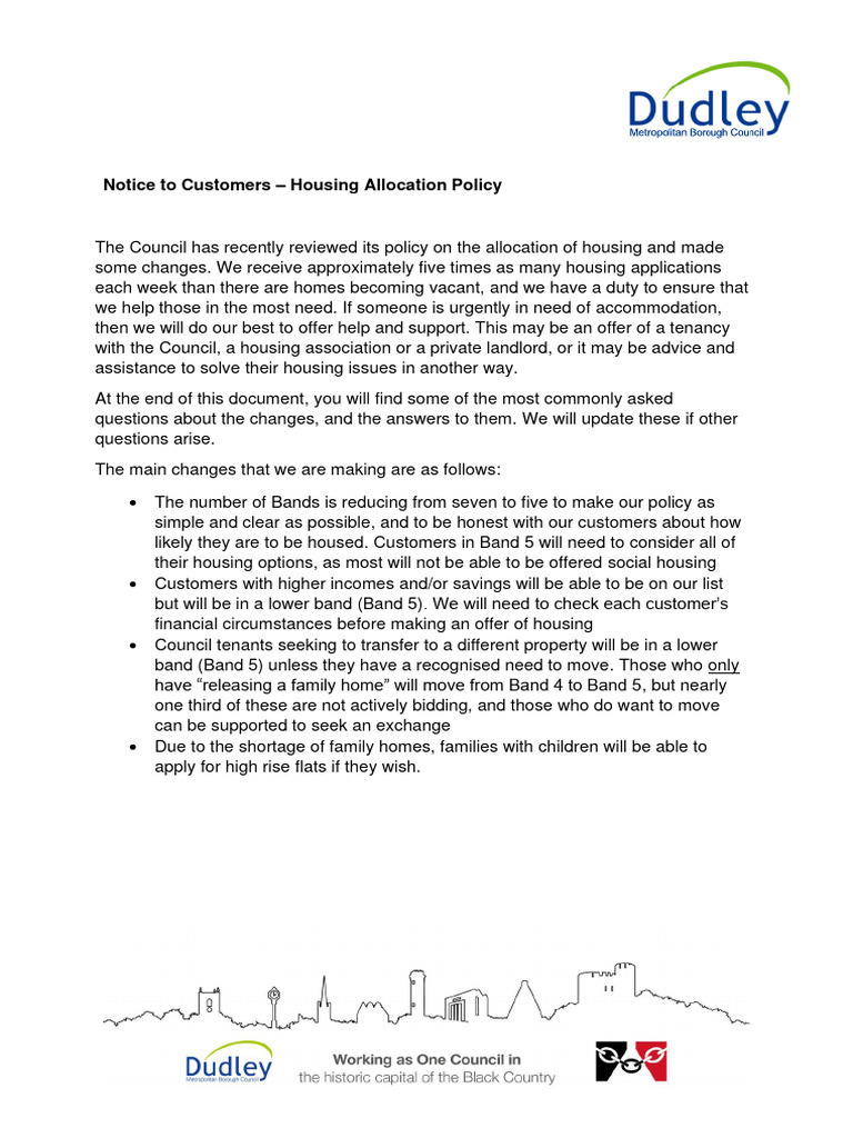 Allocation Policy Changes Message and Faqs v5 | PDF | Leasehold Estate | Landlord