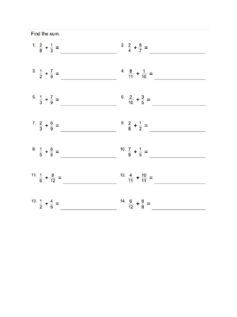 Fraction Homework | PDF