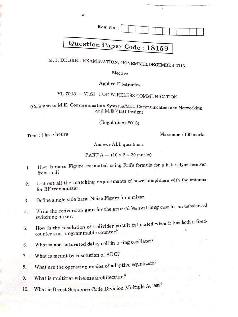 Vlsi Question Paper | PDF