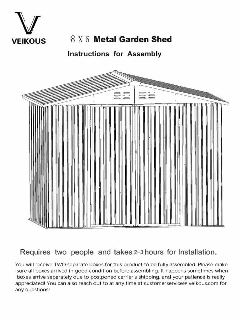 X 6 Metal Garden Shed: Instructions For Assembly | PDF