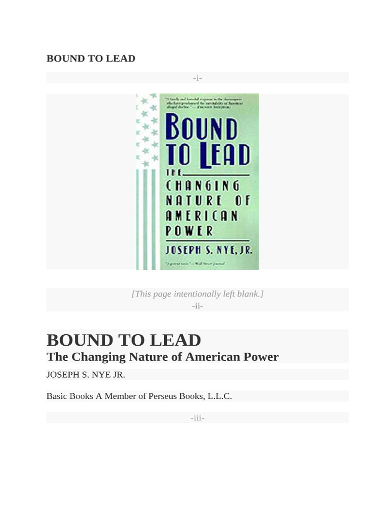 Nye 1990 Bound to Lead | PDF