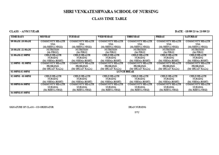 Class Time Table 8 | PDF